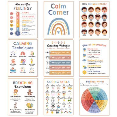 9 Calming Corner Posters Classroom, Calm Down Corner Feelings Chart for ...