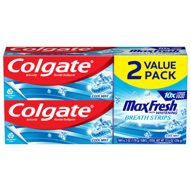 Colgate MaxFresh Whitening with Breath Strips Toothpaste Clean Mint 6 ...