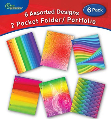 New Generation - Rainbow - 2 Pocket Folders/Portfolio 6 Pack Letter ...