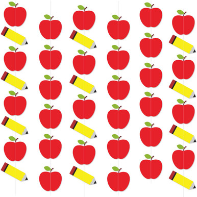 Back to School Decorations, 6 Pack Apple Pencil Garlands, Apple Pencil ...