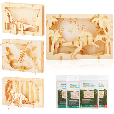 3D Wood Puzzle Dinosaur, Simulation Animal Dinosaur Scenes Puzzle DIY ...