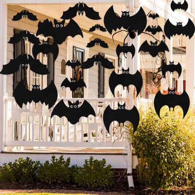 pinkblume Halloween Hanging Bats Decorations Felt Large Black Bat ...