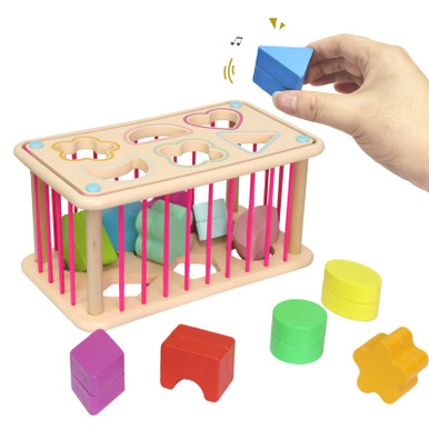 MICKYU Wooden Activity Cube Shape Sorter Toys Baby Montessori Sensory ...