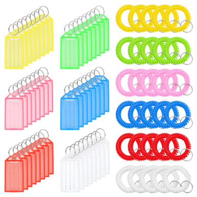 Cimeton 78Pcs 6 Colors Plastic Key Tag and Wristband Keychain ...