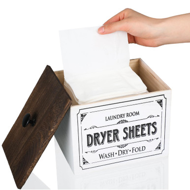 Ziliny Large Dryer Sheet Holder Wooden Dryer Sheet Box Laundry Sheet ...