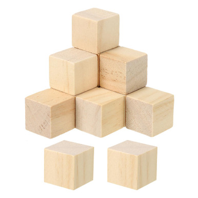 PATIKIL 0.8 Inch Unfinished Wooden Blocks, 120 Pack Natural Wood Cube ...