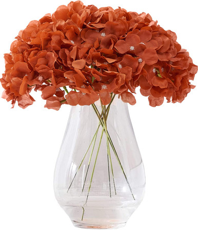 KISLOHUM Rust Orange Artificial Hydrangea Flower Heads Hydrangea Silk ...