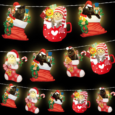 Ganeen Christmas Cat String Lights 20 LED 10 Ft Cute Cat Hanging String ...