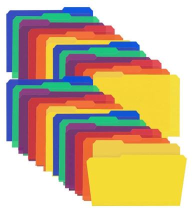 24 Packs Color Plastic Manila File Folders,3 Tab Heavy Duty Files ...