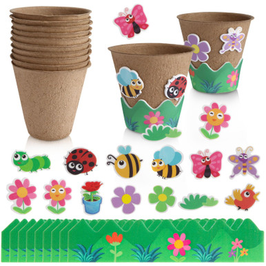 220 PCS Garden Paper Pot Craft Kit Flower Plant Spring Craft with 20 ...