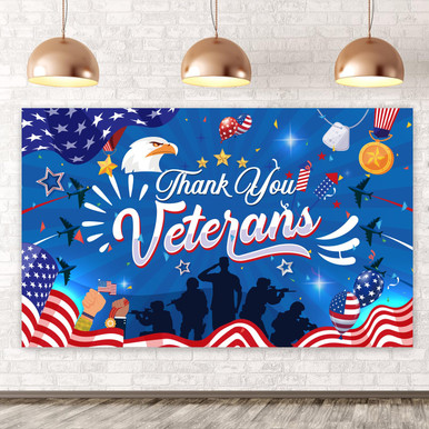 Gameza Veterans Day Decorations - Thank You Veterans Backdrop Large ...