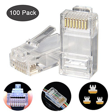 RJ45 CAT6 Pass Through Connectors 100 Pack - Easy and Fast Termination ...
