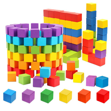 Wood Blocks, 200 Pack Counting Cubes Square Wood Craft Cube Blocks ...