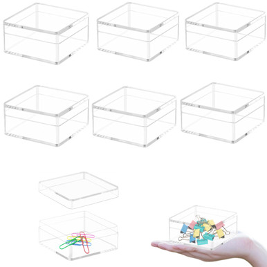 Clear Acrylic Box with Lid Small Acrylic Clear Boxes 6 Pieces Plastic ...