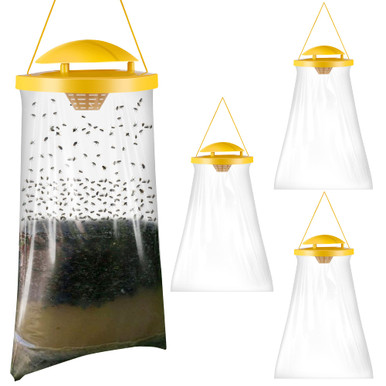 Qualirey 4 Pack Large Fly Traps Outdoor, Disposable Hanging Flies Non ...