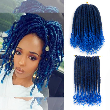 Goddess Locs Crochet Hair 10Inch Short Blue Straight Faux Locs Crochet ...