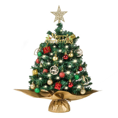 20" Tabletop Mini Christmas Tree Set with LED Light, Star Treetop ...