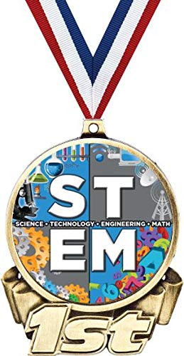 STEM First Place Medal, 3" Gold Science Education Academic Trophy Medal ...
