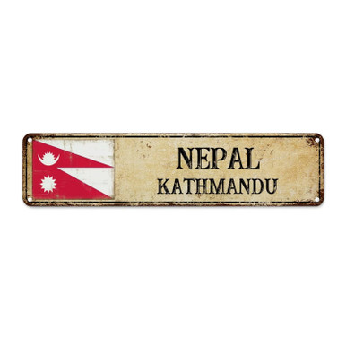 WoGuangis Nepal Flag Metal Tin Sign Wall Plaque Kathmandu City Souvenir ...