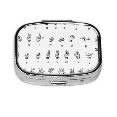Sign Language Alphabet Pill Box Portable Square Metal Pill Case 3 ...