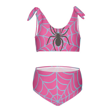 CaTaKu Spider Web Pink Girls Swimsuits Two Piece Swimwear Bikini Set ...