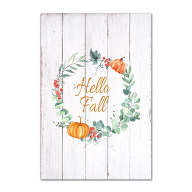Hello Fall Pumpkin Flower Wooden Sign Rustic Maple Leaves Wood Block ...