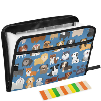 ZZKKO Cute Dogs 13 Pockets Expanding File Folder with Sticky Labels ...