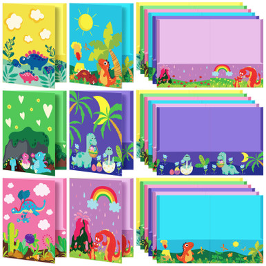 Kisston 24 Pcs Cute Dinosaur Design Pocket Folders 2 Pocket School ...