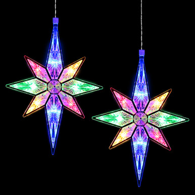 10.8 Inch Christmas Window Star Lights Plastic Lighted Star Tree Topper ...