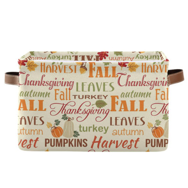 Fall Thanksgiving Harvest Words Storage Basket Bins Foldable Decorative ...