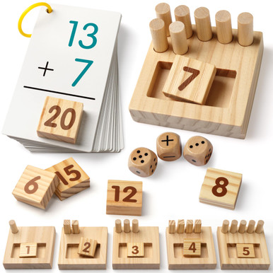 SYNARRY Wooden Counting Peg Boards - Montessori Math Manipulatives for ...