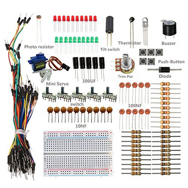 SunFounder Sidekick Basic Starter Kit w/Breadboard, Jumper wires, Color Led, Resistors, Buzzer ...