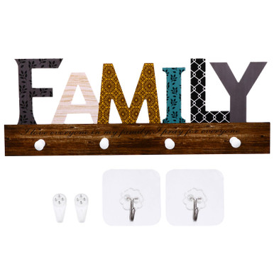 FONDOTIN 1Pc Coat Hook Family Wall Sign Wood Key Rail Family Wall Art ...