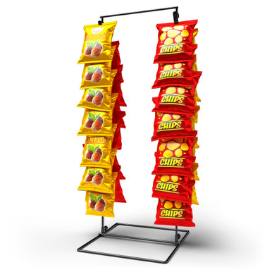 DS THE DISPLAY STORE Black 2-Row Potato Chip Rack Display Stand with 26 ...