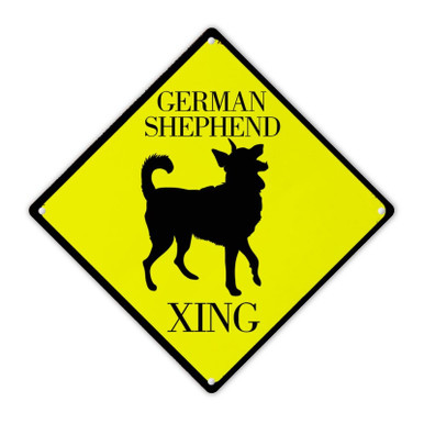 German Shepherd Silhouette Xing Warning Tin Metal Signs Time with Dogs ...