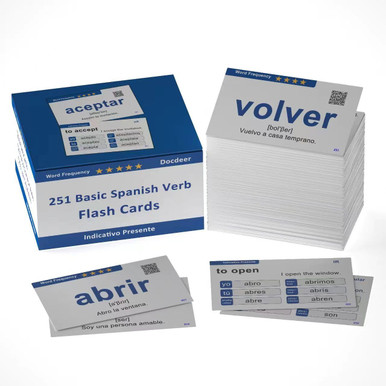 251 Spanish Verbs Learning Flash Cards Flashcards for Beginners & Adult ...