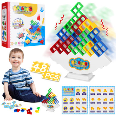 Sirecal 48 Pcs Tetra Tower Balance Stacking Building Blocks Game ...
