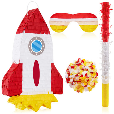 Rocket Ship Pinata 16.5 x 10 x 3 Inch Space Themed Party Supplies ...