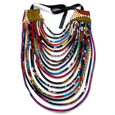 BAZINRICHE Women Handmade Necklaces Ankara Kente Necklace Long Multi ...
