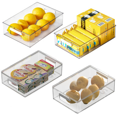 vacane 4 Pack Plastic Shallow Storage Organizer Box Containers with ...