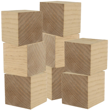 HEIHAK 8 PCS 2.75 Inch Unfinished Wood Blocks, Natural Solid Square ...