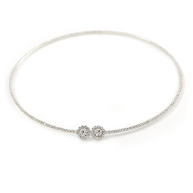 Avalaya Delicate Clear Austrian Crystals Slim Flex Choker Necklace In ...