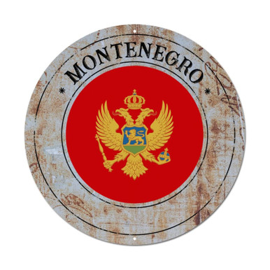 WoGuangis Montenegro Round Aluminum Sign Montenegro Flag Rustic Vintage ...