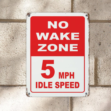 Warning Metal Sign No Wake Zone 5 MPH Idle Speed Road Tin Metal Sign ...