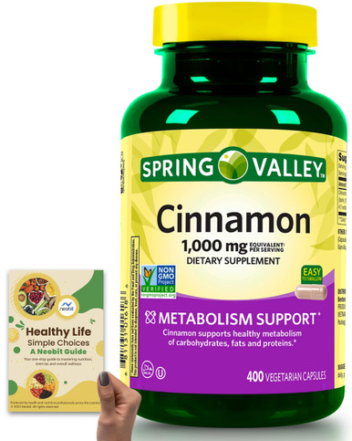 NEOBIT Spring Valley Cinnamon 1,000mg, 400 Vegetarian Capsules ...