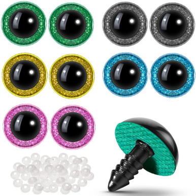 100 Pieces Large Safety Eyes for Amigurumi Stuffed Glitter Animal Eyes ...