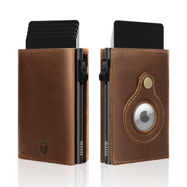 TOYFID AirTag Wallet Men RFID Blocking, Pop Up Air Tag Wallet, Handmade ...