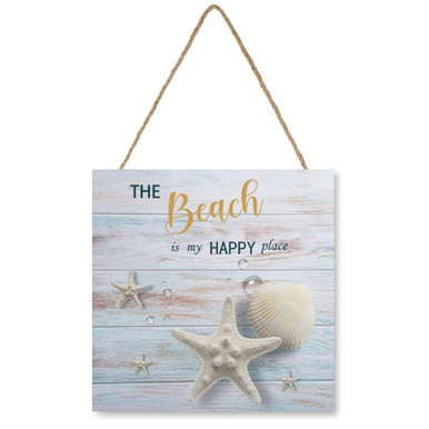 Mousus Beach Scene Ocean Theme Wooden Sign Plaque Home Decor Nautical ...