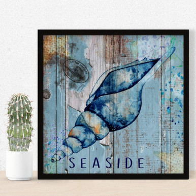 Nautical Beach Ocean Theme Underwater Sea Snail Framed Wooden Sign Home ...