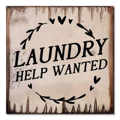 Retro Rustic Style Wood Pallet Laundry Help Wanted Word Art Funny Heart ...